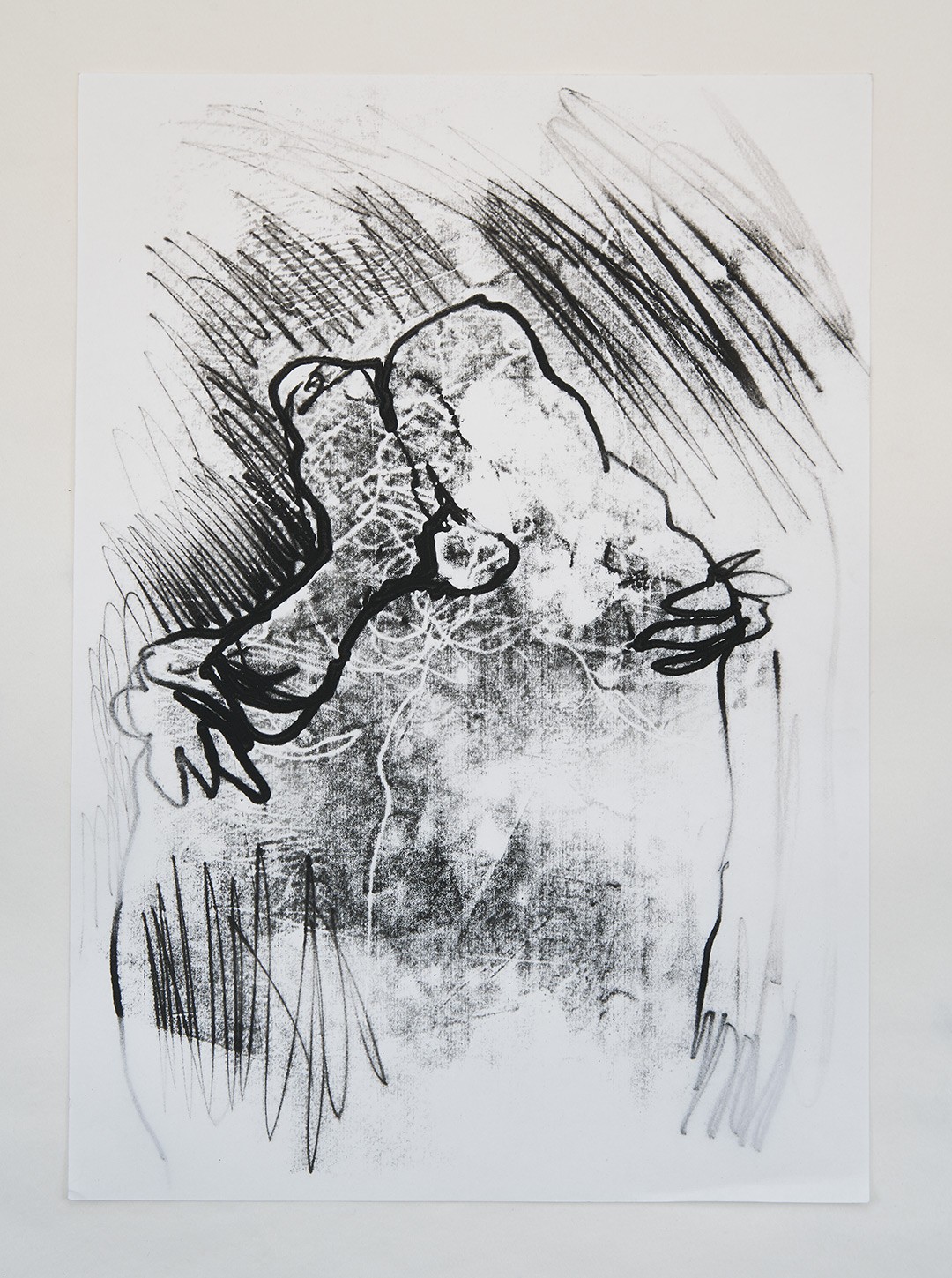 Monoprint drawing on sho-jo paper